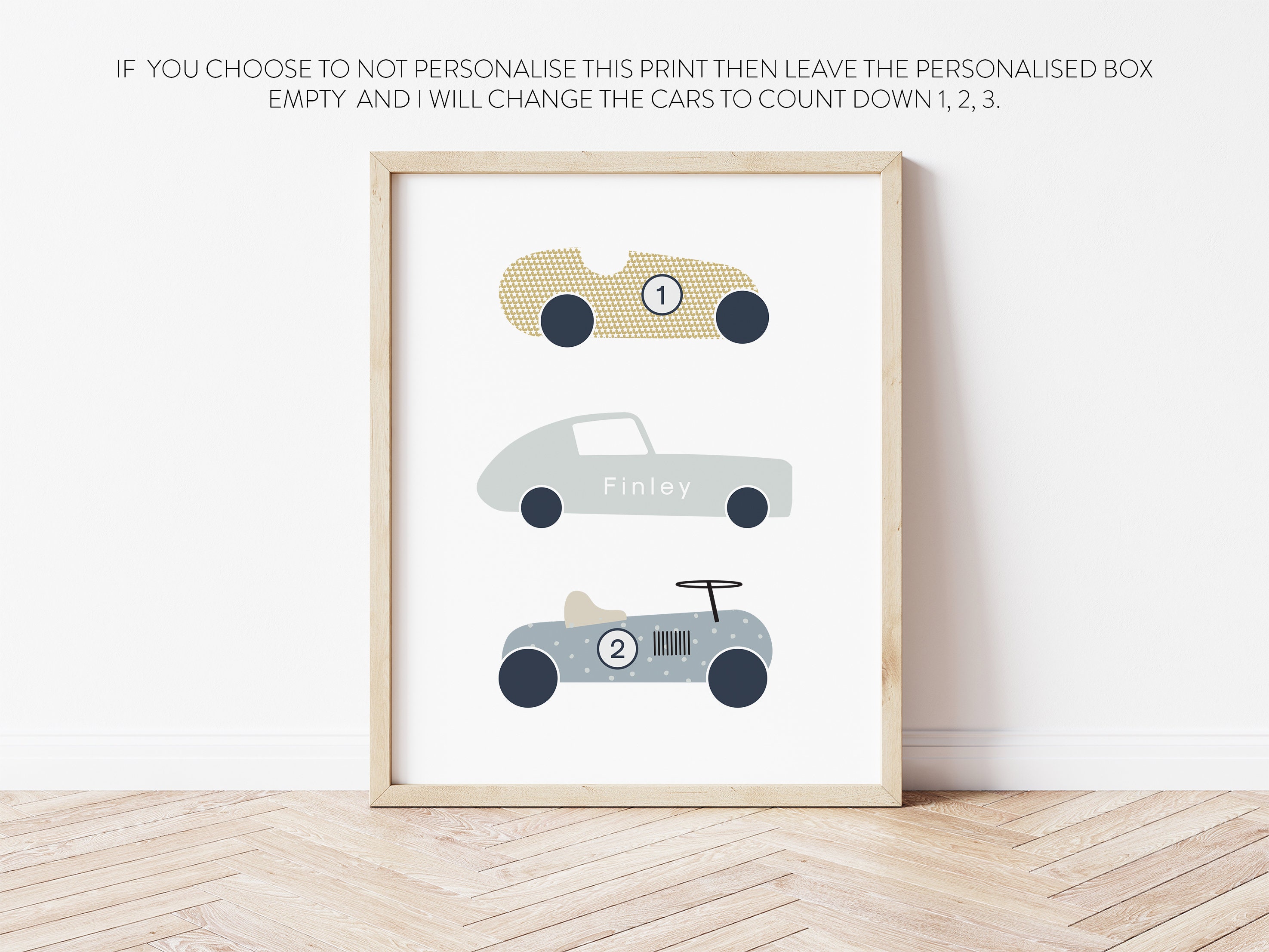 Set of 3 Personalised Neutral Car Nursery Prints, Kids Vehicle Wall Art ...
