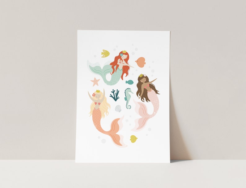 Lámina artística de la Princesa Sirena, decoración para la habitación ...
