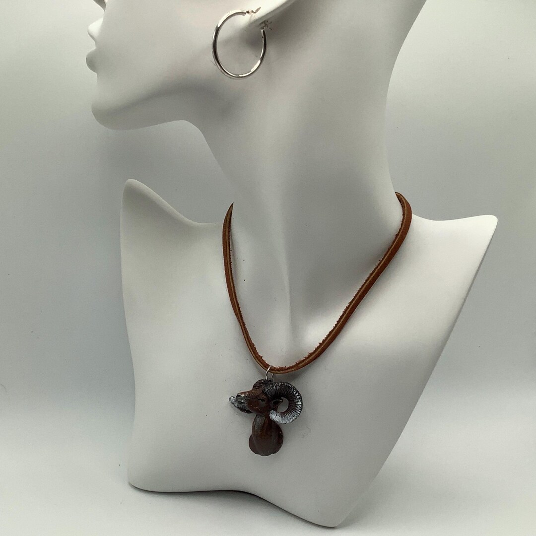 Big Horn Ram Pendant Necklace on Leather Lanyard - Etsy