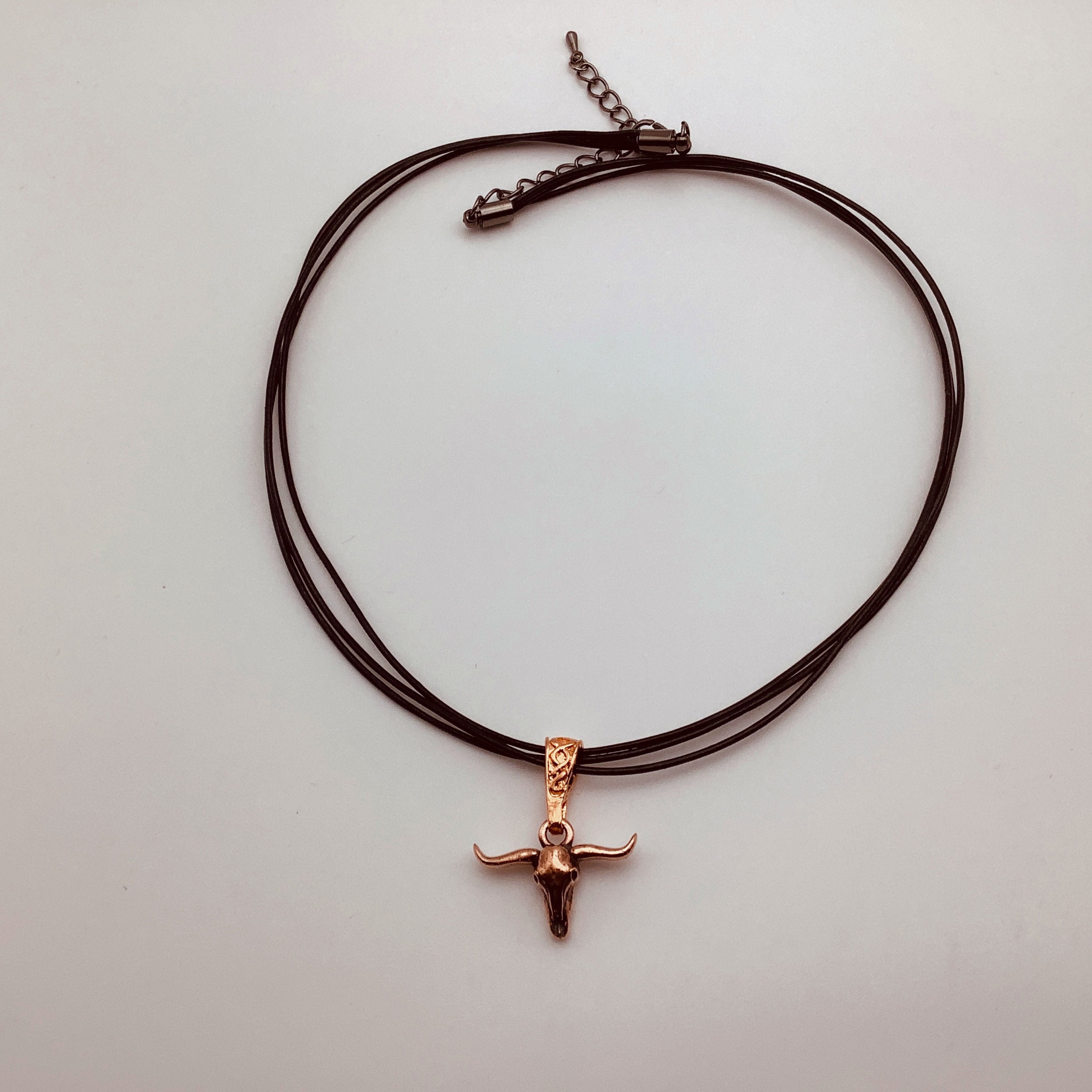 Western Vibes Leather Choker With Copper Longhorn Pendant - Etsy