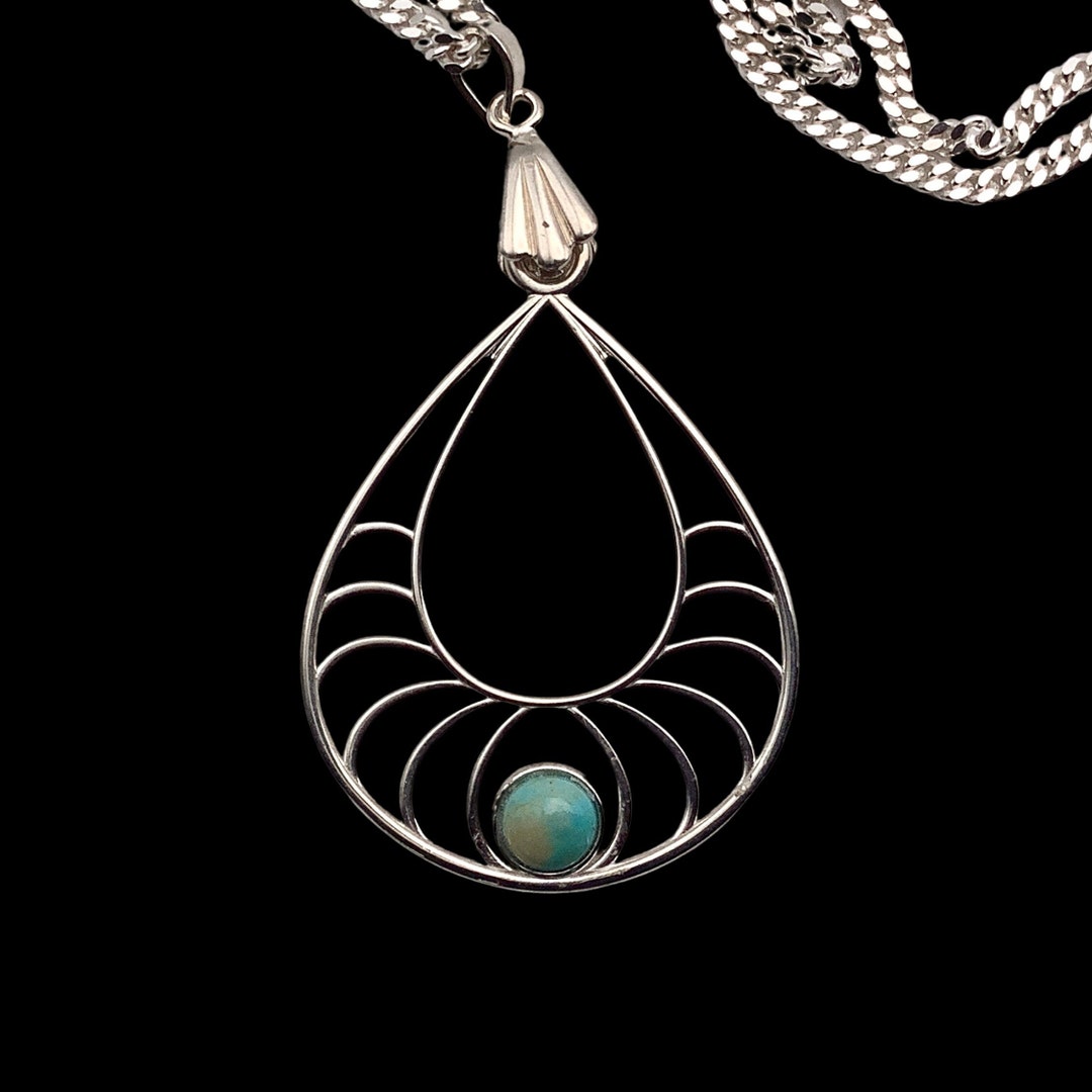 Handmade Arkansas Turquoise Necklace,sterling Silver Pendant - Etsy