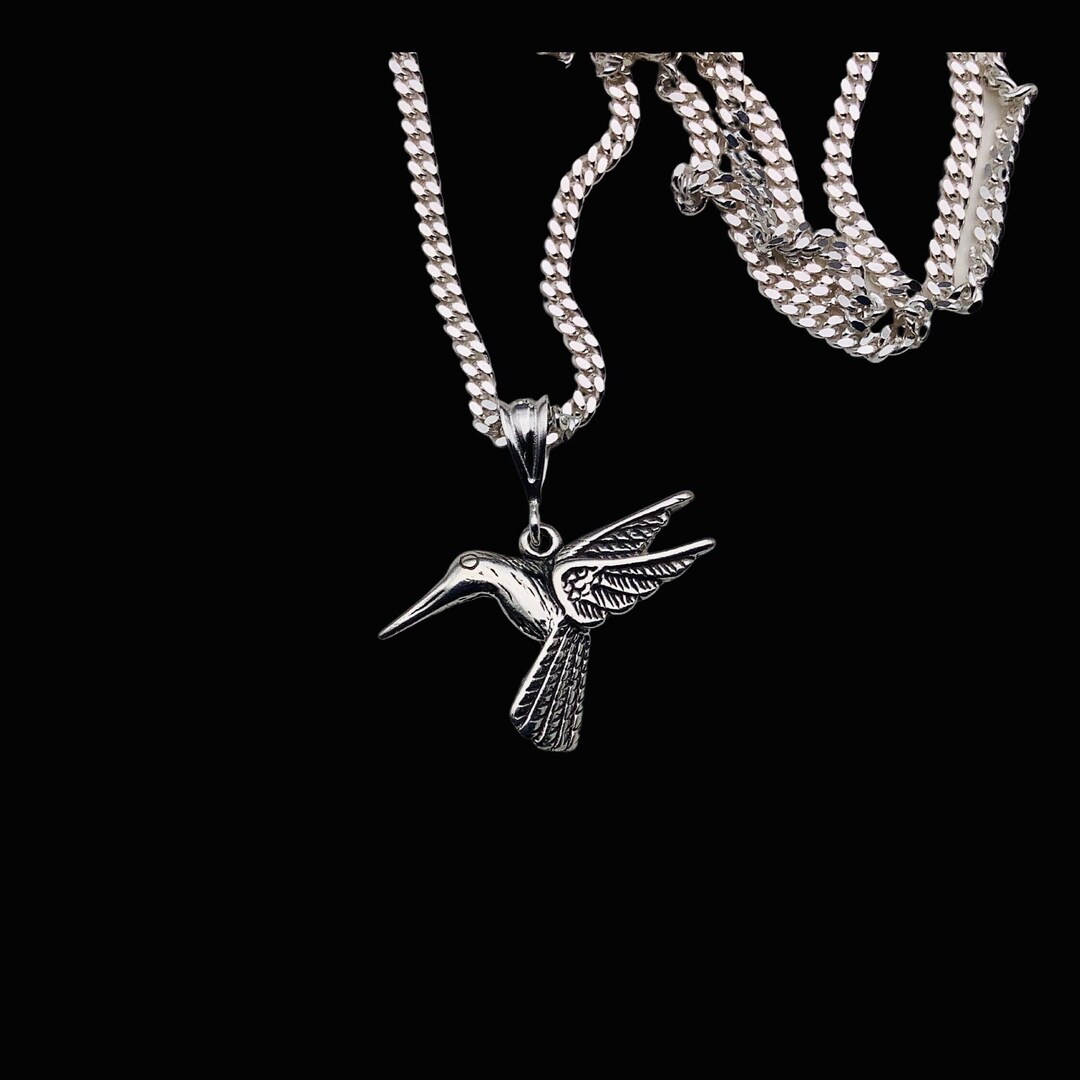 Hummingbird Necklace, Tiny Sterling Silver Hummingbird Charm - Etsy