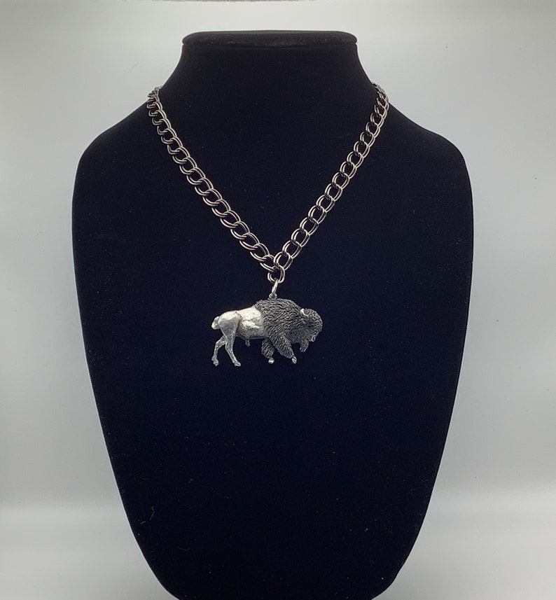 Bison Pewter Pendant Necklace, Buffalo Pendant Necklace - Etsy