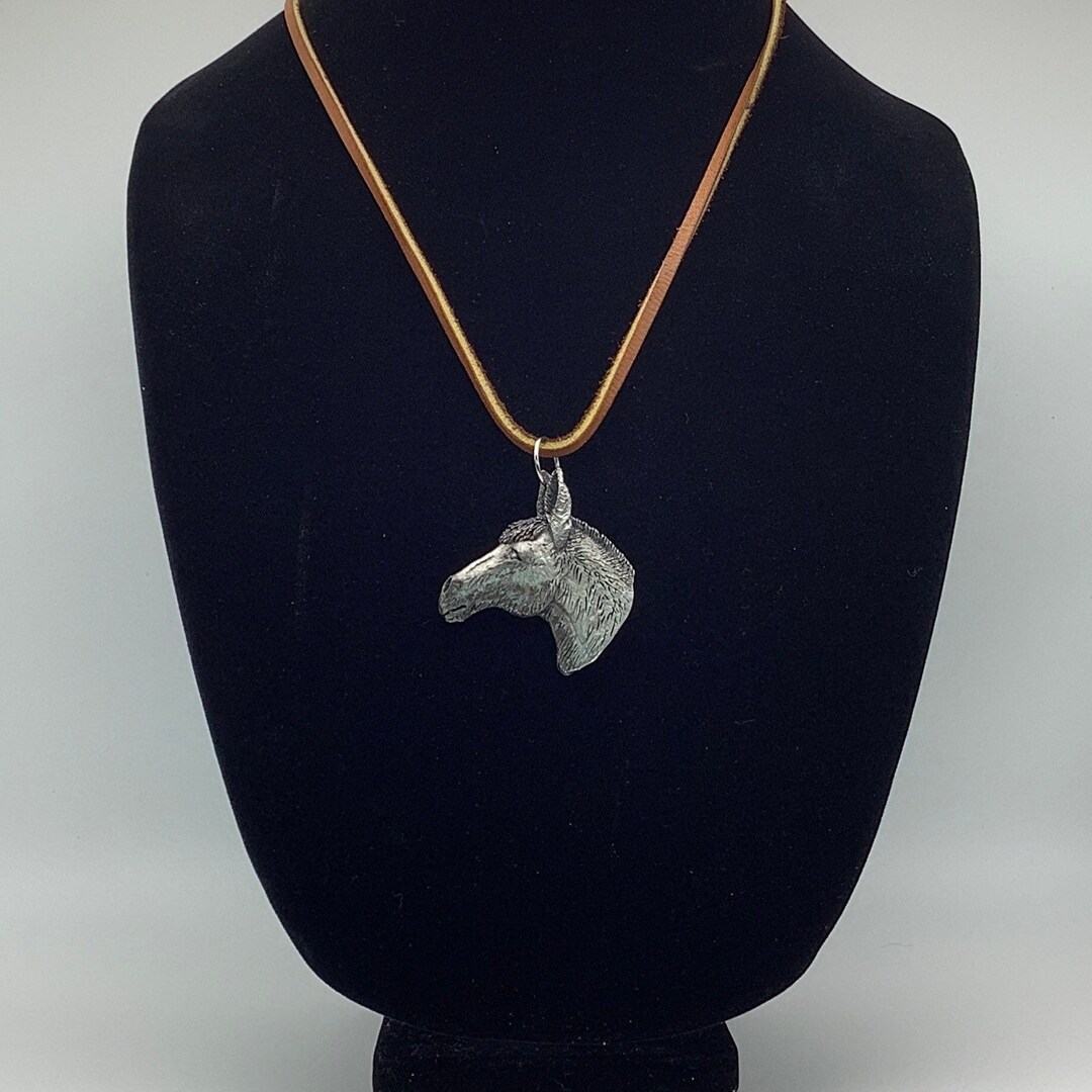 Mule Necklace, Pewter on a Chunky Stainless Steel Chain or Leather ...