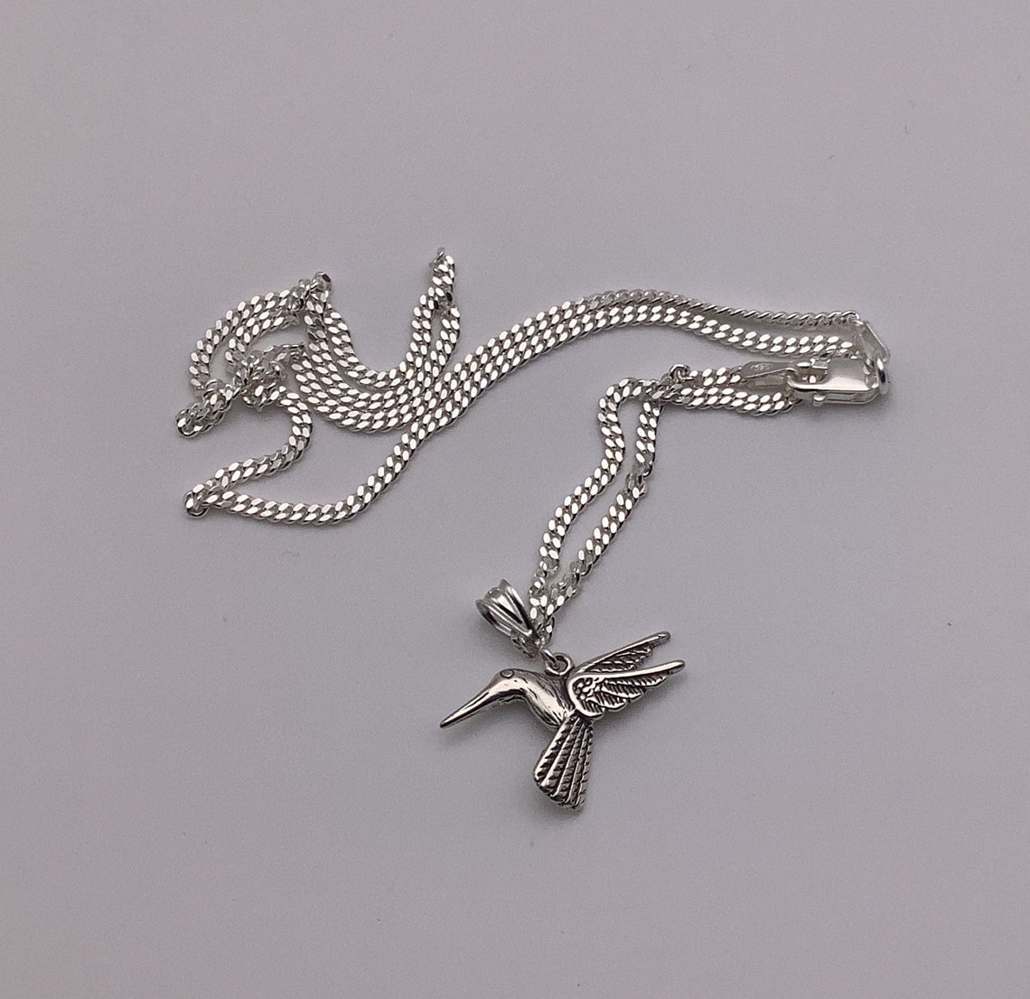 Hummingbird Necklace, Tiny Sterling Silver Hummingbird Charm - Etsy