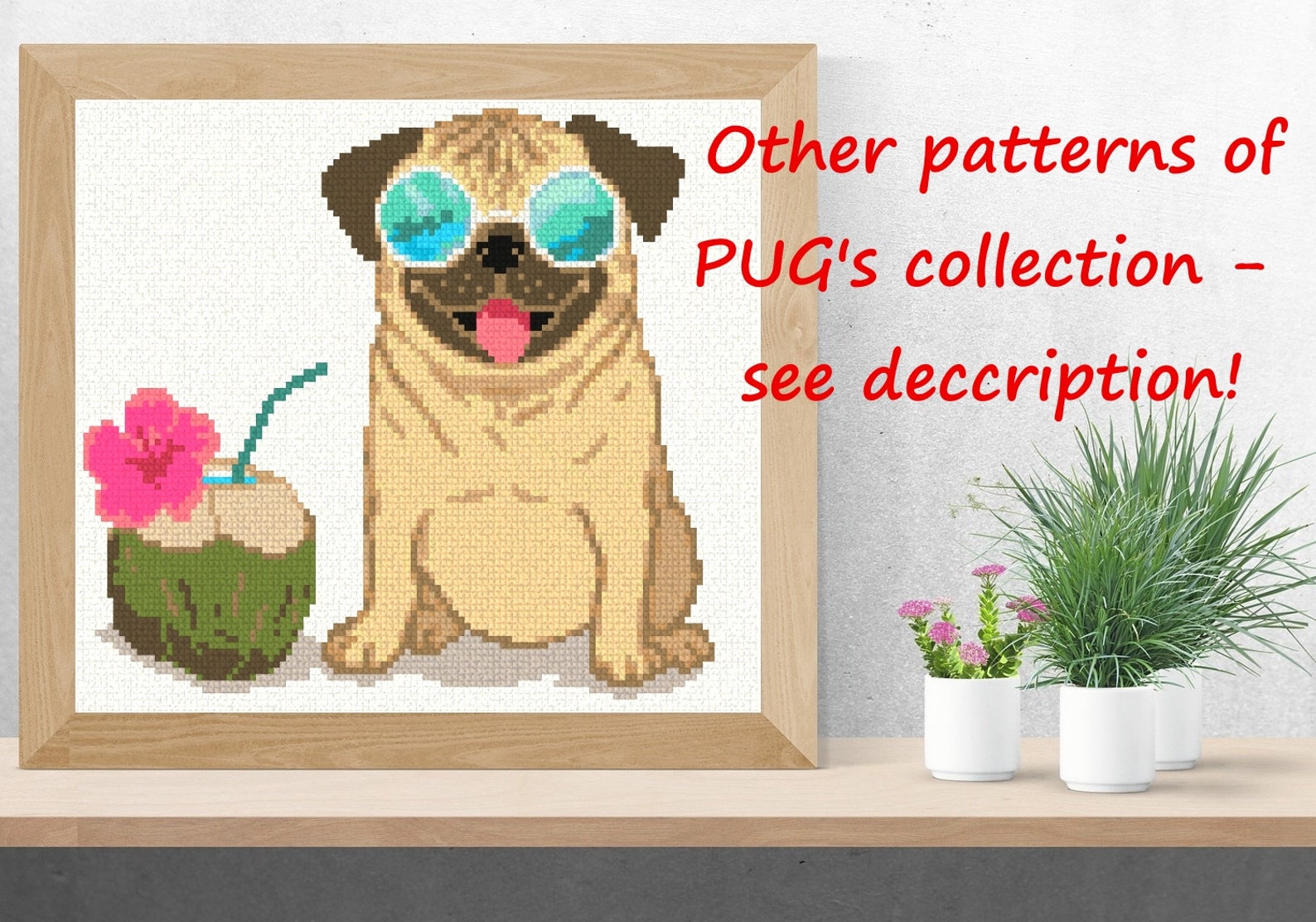 Pug Dog Chefs Hat Cross Stitch Pattern PDF Funny Croissant | Etsy