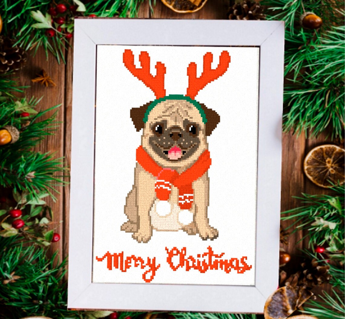 Pug Dog Chefs Hat Cross Stitch Pattern PDF Funny Croissant - Etsy