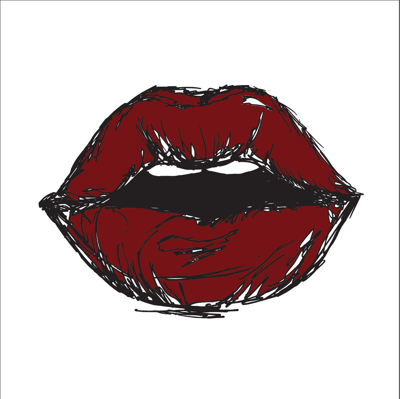 Modern Hand Drawn Lips, PDF Instant Download - High Resolution - Etsy