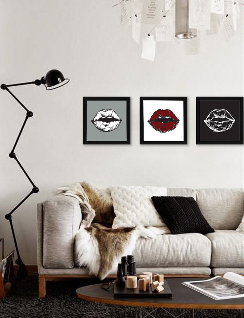 Modern Hand Drawn Lips, PDF Instant Download - High Resolution - Etsy