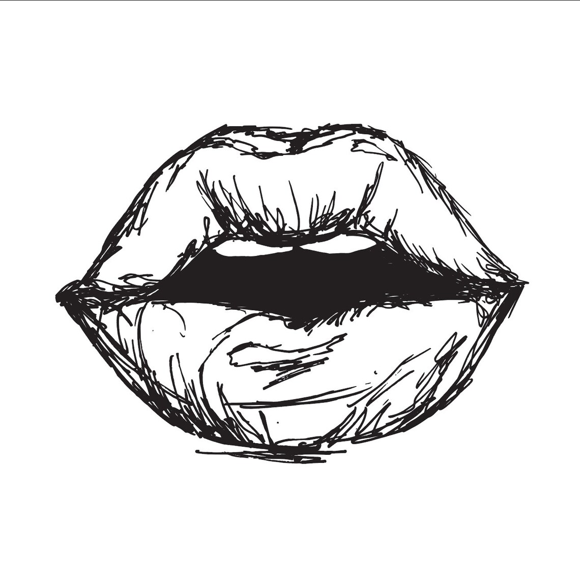 Modern Hand Drawn Lips, PDF Instant Download - High Resolution - Etsy