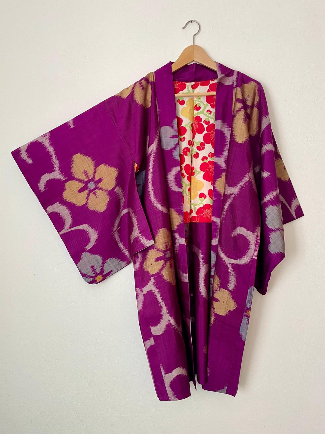Nagabaori Vintage Japanese Long Silk Kimono – Original Purple Long ...