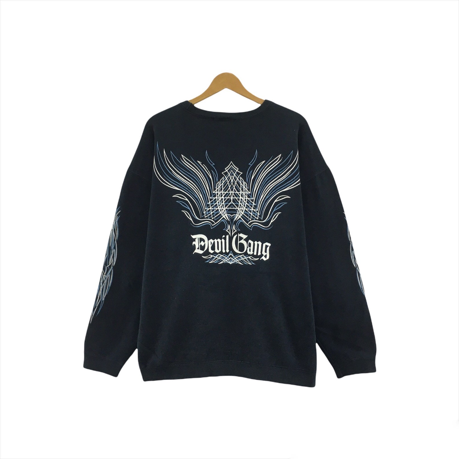 Rare Devil Gang Big Print Logo Spell Out Crewneck Black Color - Etsy