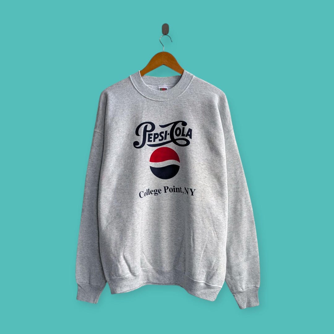 Vintage 90s Pepsi Cola Big Logo Sweatshirt College Point Crewneck Pepsi ...