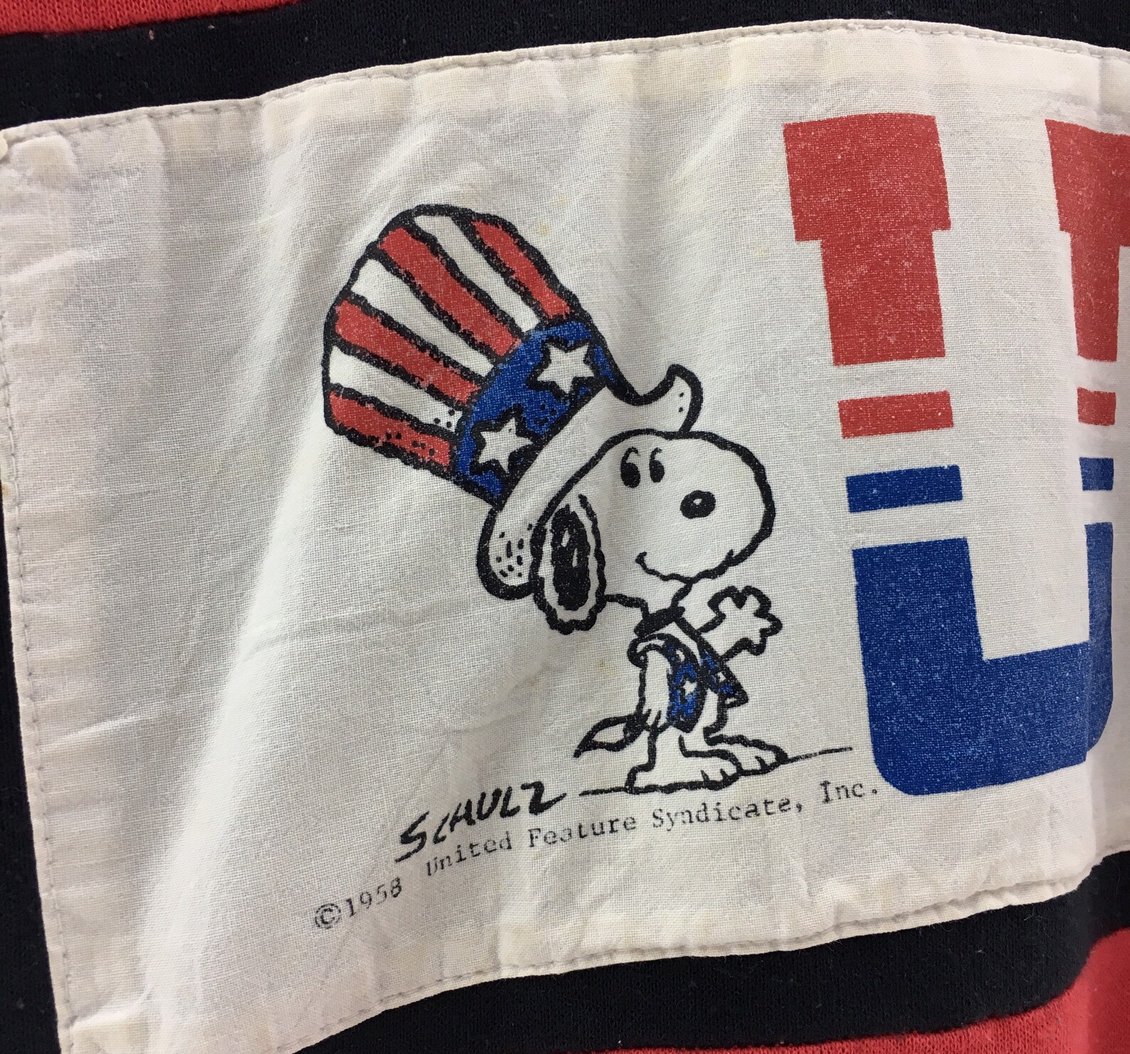 Rare Vintage Schulz Peanuts USA Big Logo Spell Out Crewneck Red Colour ...