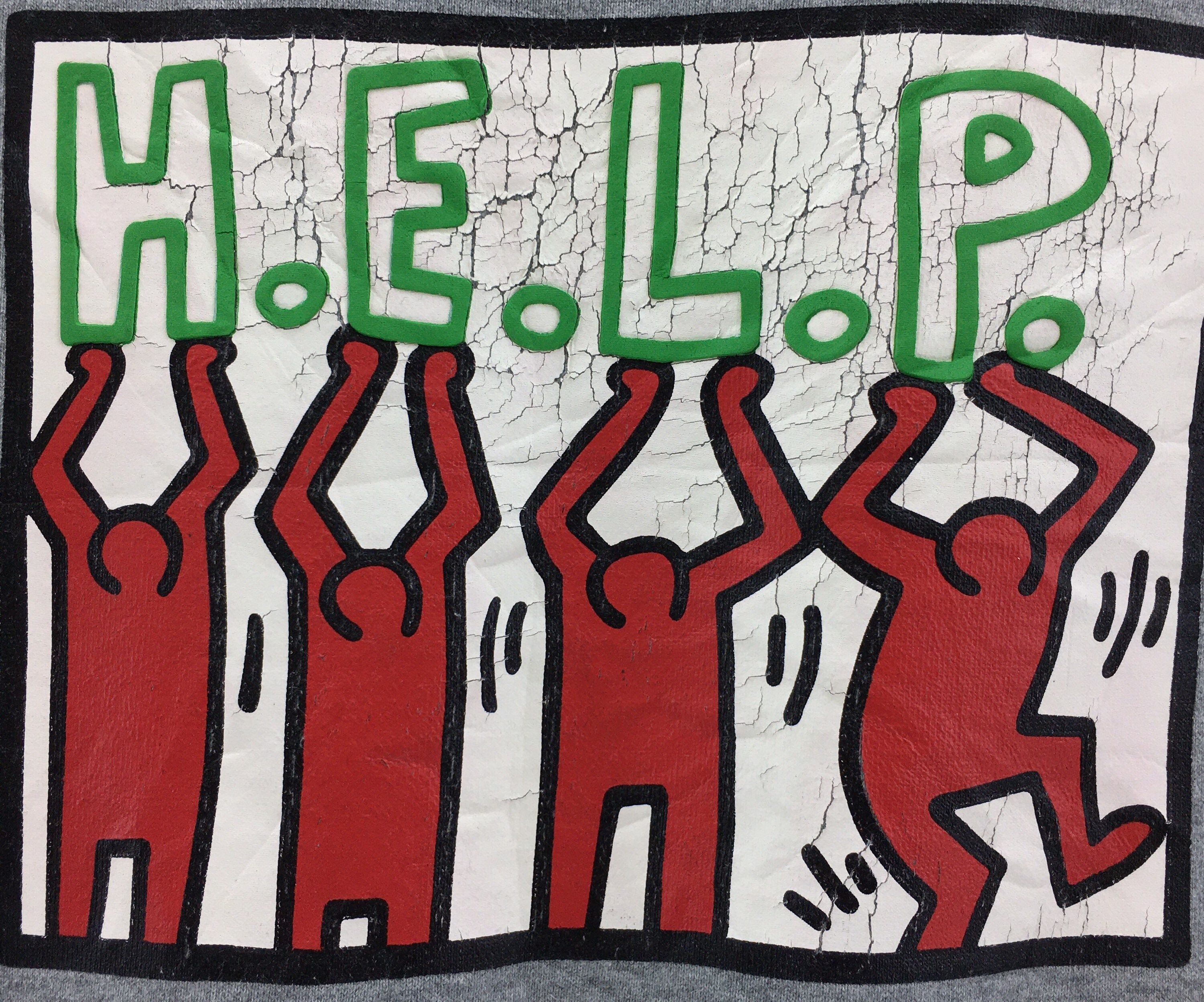 Selten Keith Haring HELP Big Logo Print Stickerei Crewneck - Etsy.de