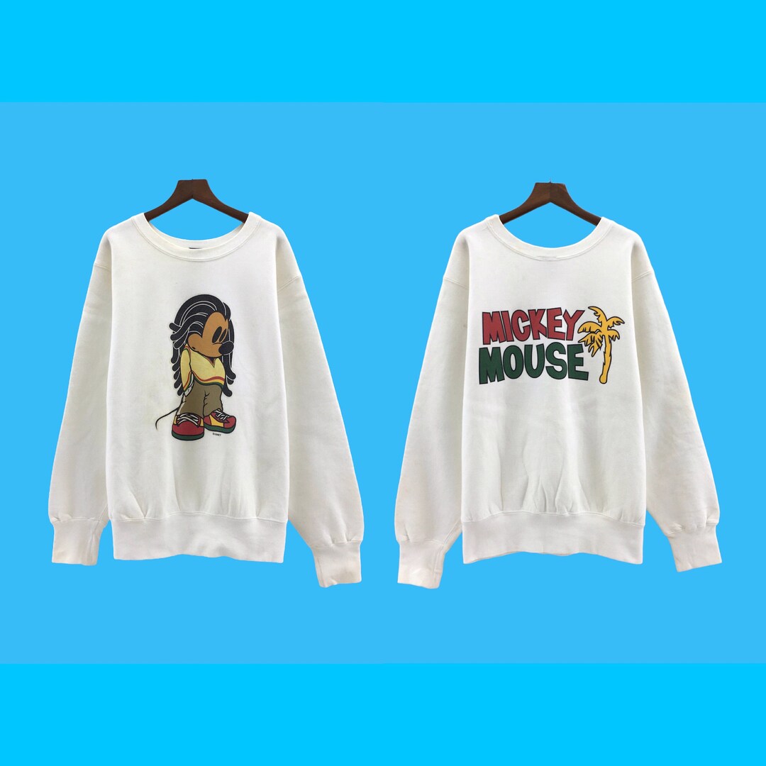 Very Rare Mickey Mouse Rasta Big Logo Spell Out Crewneck Sweatshirt ...