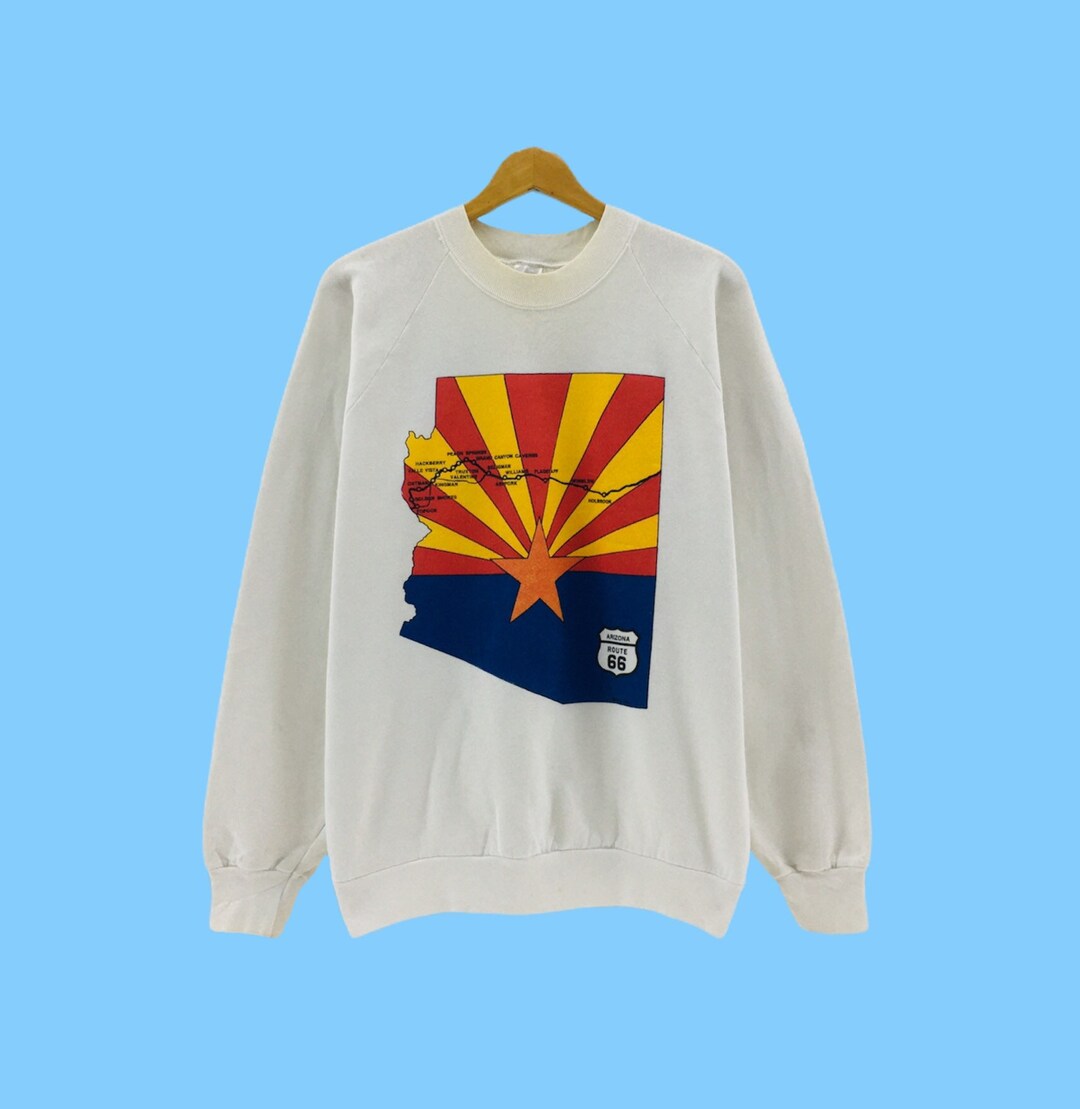 Rare Vintage Arizona States Route 66 Big Logo Spell Out Crewneck White ...