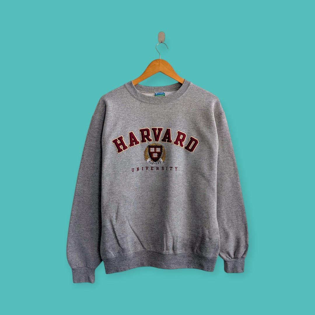 Vintage Harvard University Sweatshirt Embroidered Logo Crewneck Harvard ...