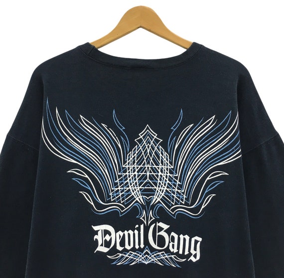 Rare! Devil Gang Big Print Logo Spell Out Crewneck Bl… - Gem