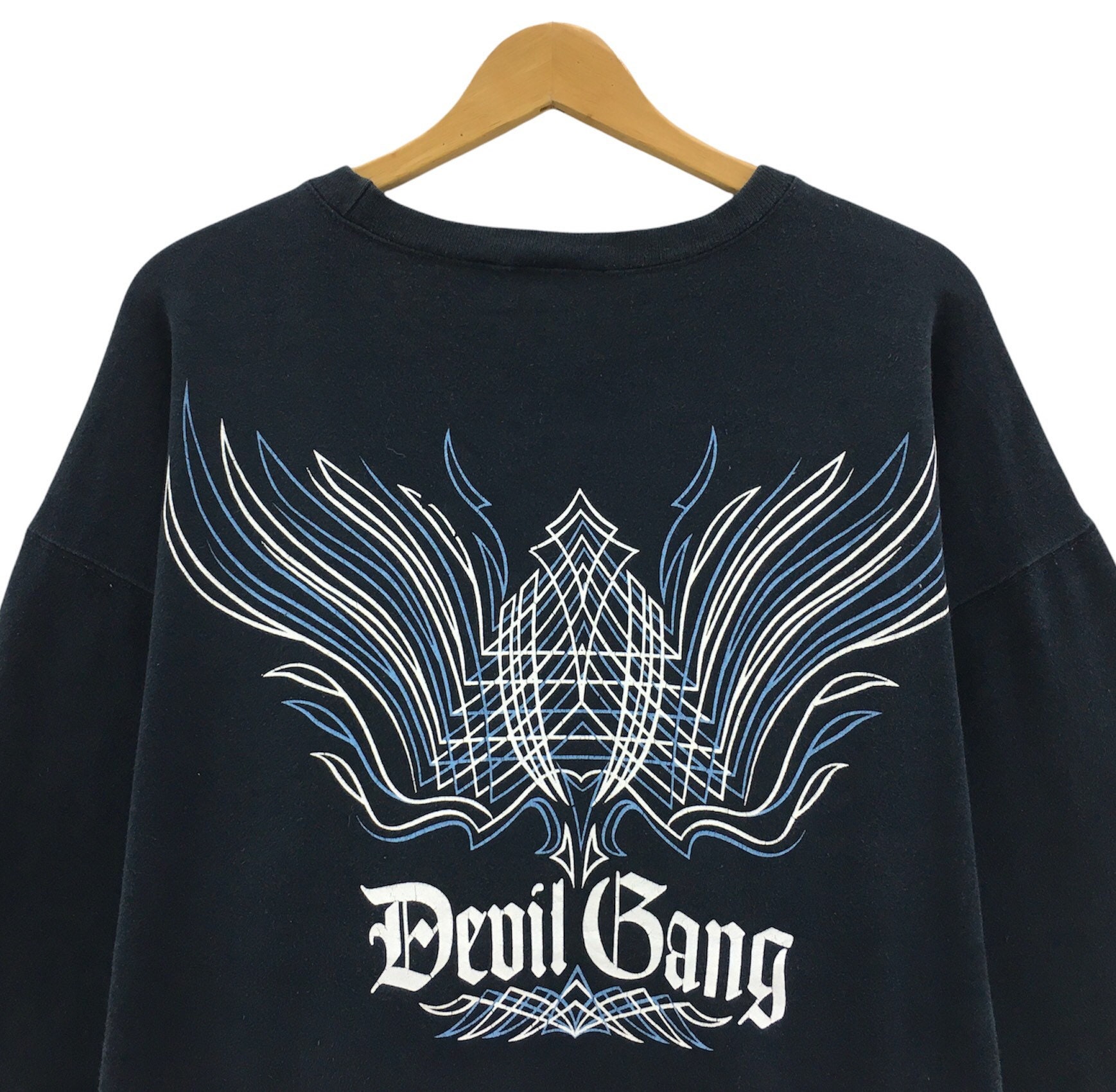 Rare Devil Gang Big Print Logo Spell Out Crewneck Black Color - Etsy