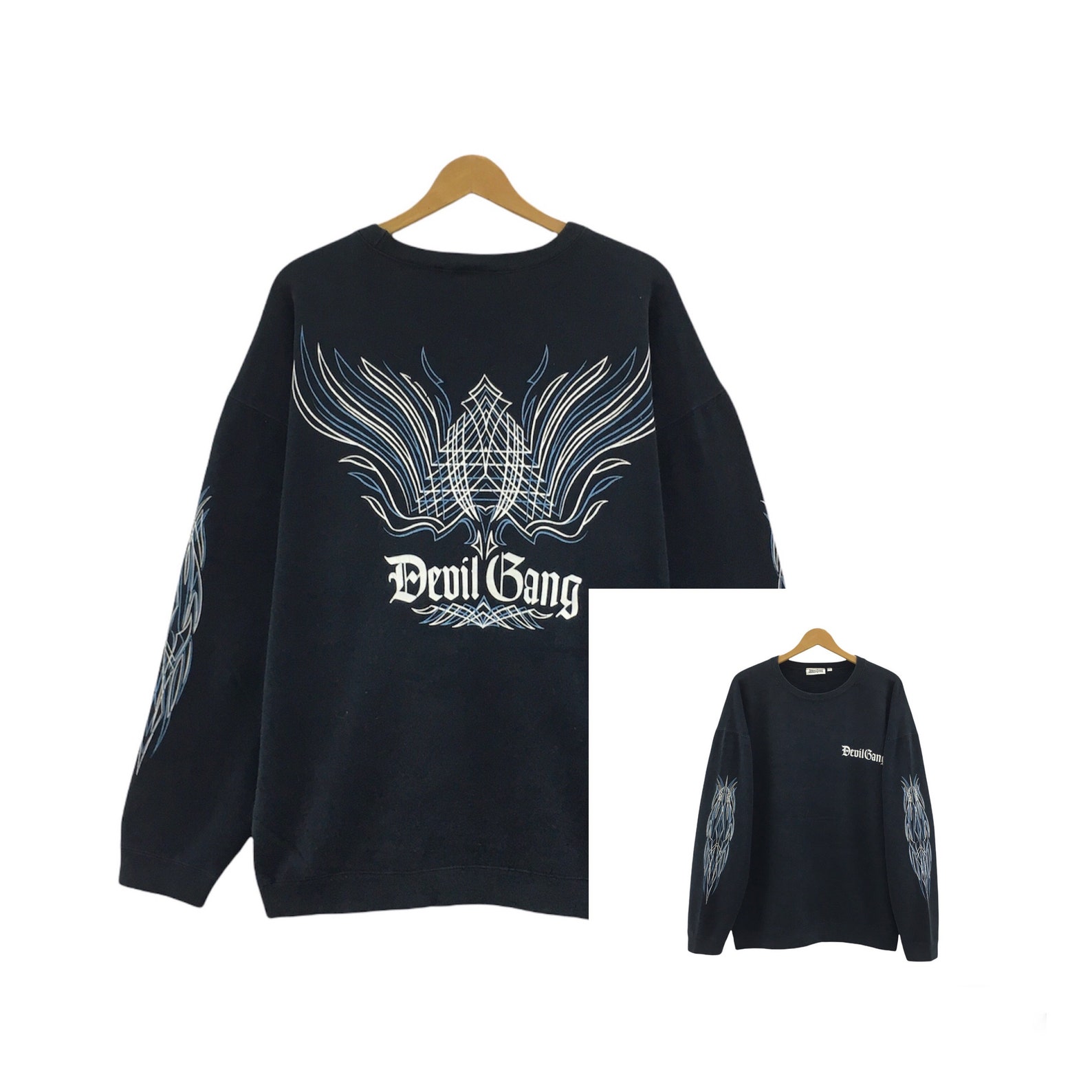 Rare Devil Gang Big Print Logo Spell Out Crewneck Black Color - Etsy