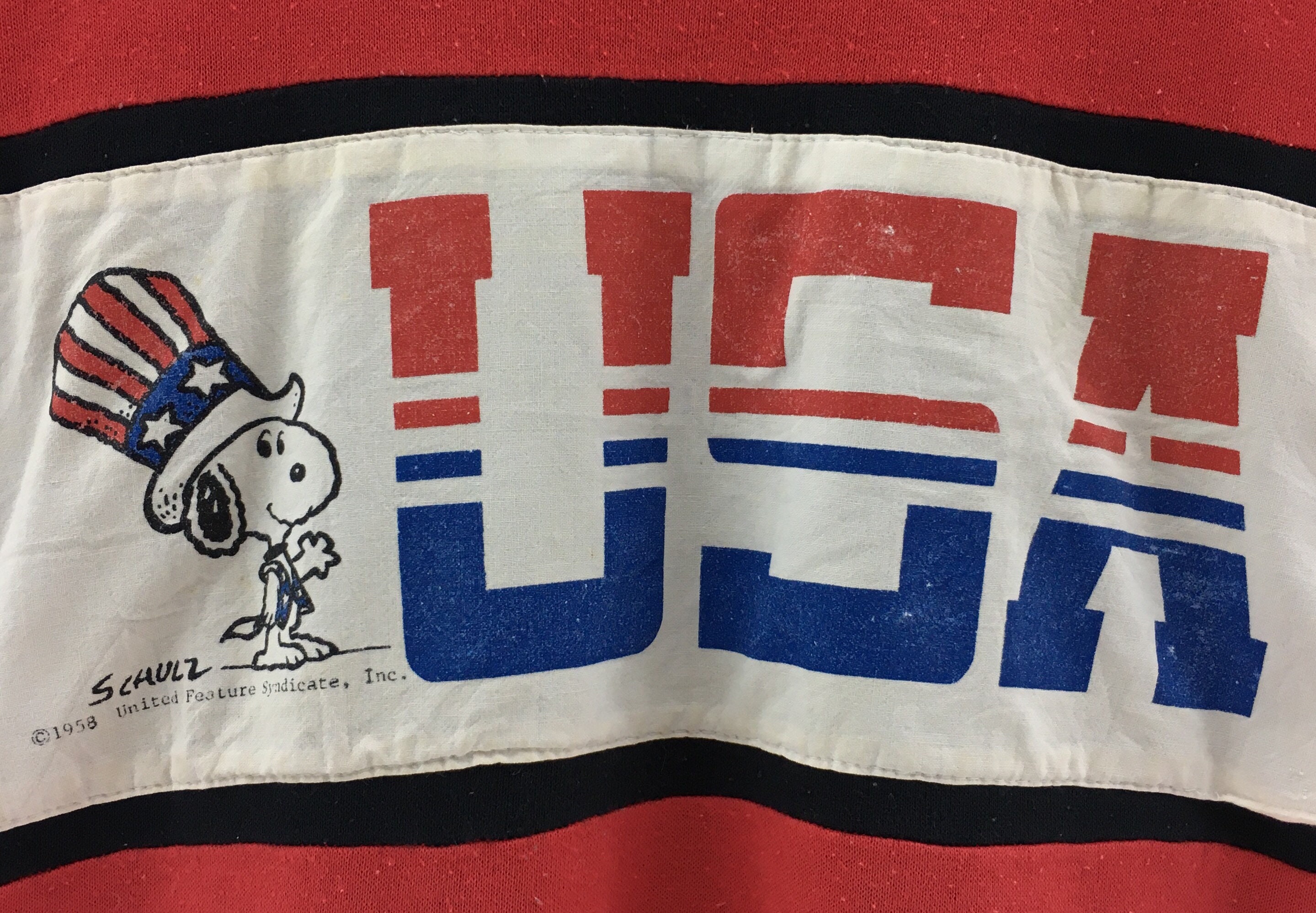 Rare Vintage Schulz Peanuts USA Big Logo Spell Out Crewneck Red Colour ...