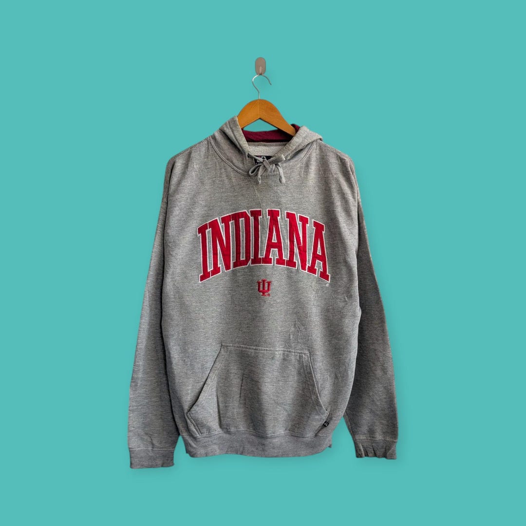 Vintage Indiana Hoosiers Spell Out Hoodie Embroidered Logo University ...