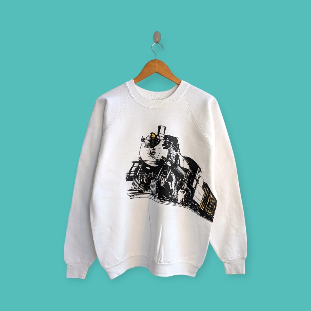 Vintage 80s 90s Steam Engine Train Sweatshirt Train Station Crewneck ...