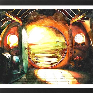 The Hobbit Home Bag End Painting the Shire Hobbit Hole Lord of the ...