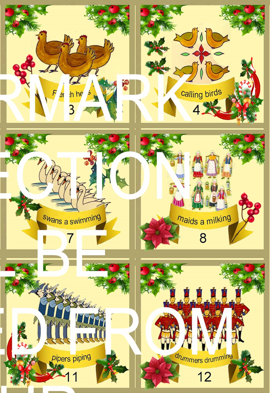 Twelve Days of Christmas Ornaments Decoration Patterns Printable Gift ...