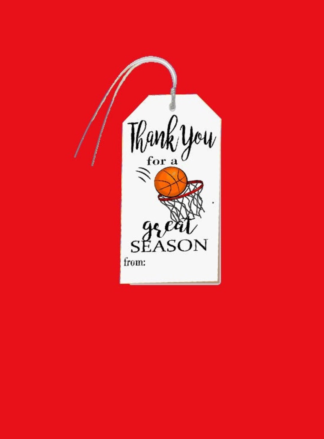 Basketball Gift Tag Thanks for a Great Season Favor Tag, End of Year ...