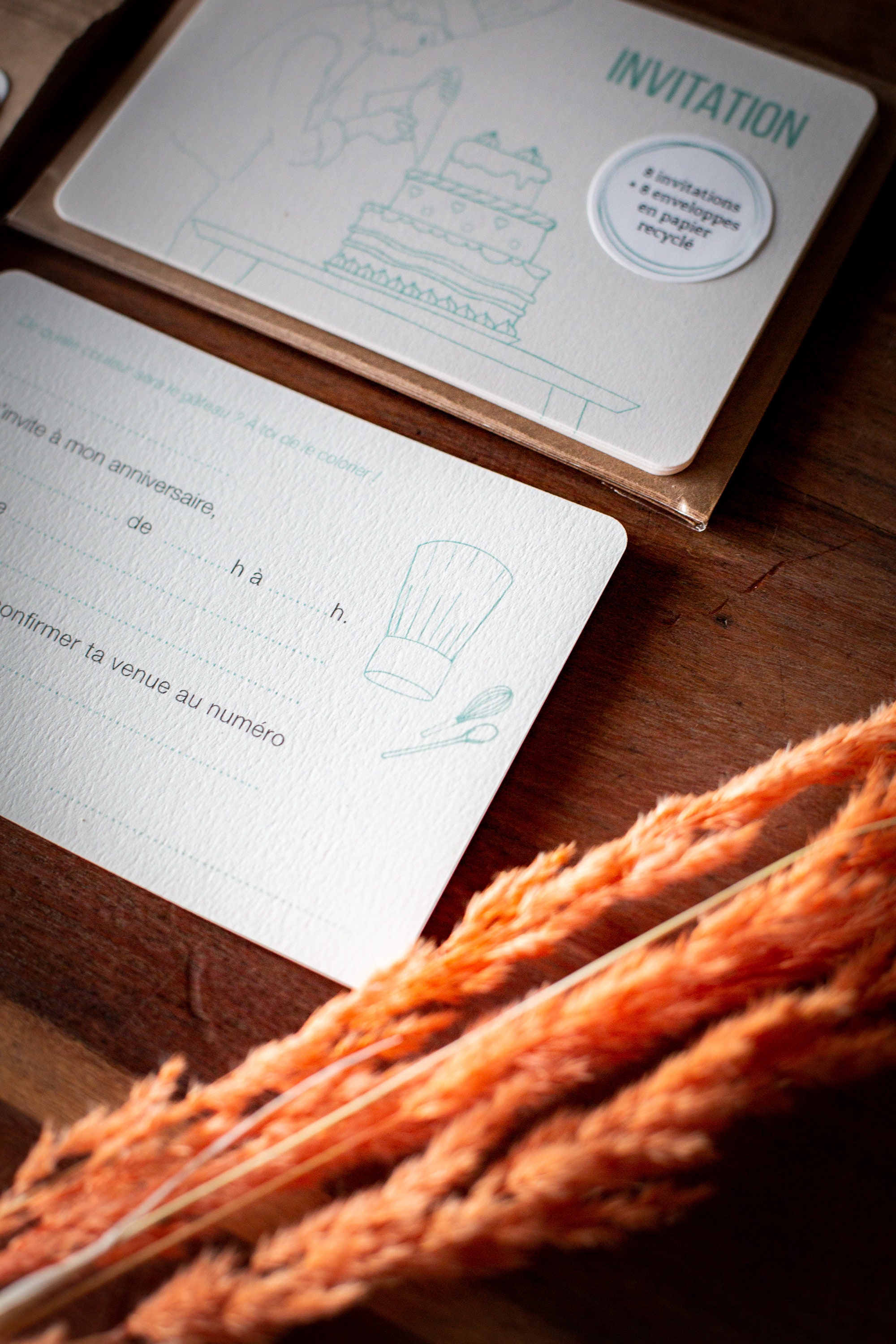 Pastry Invitation Card to Colour With Envelopes Recycled Paper Pack of ...