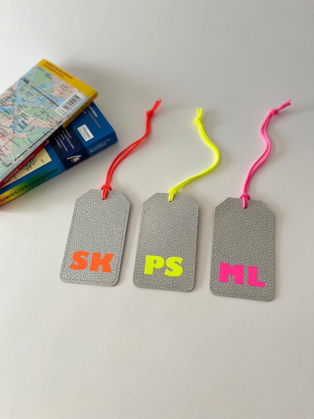 Luggage Tags With Initials in Neon Colors - Handmade Travel Accessories ...