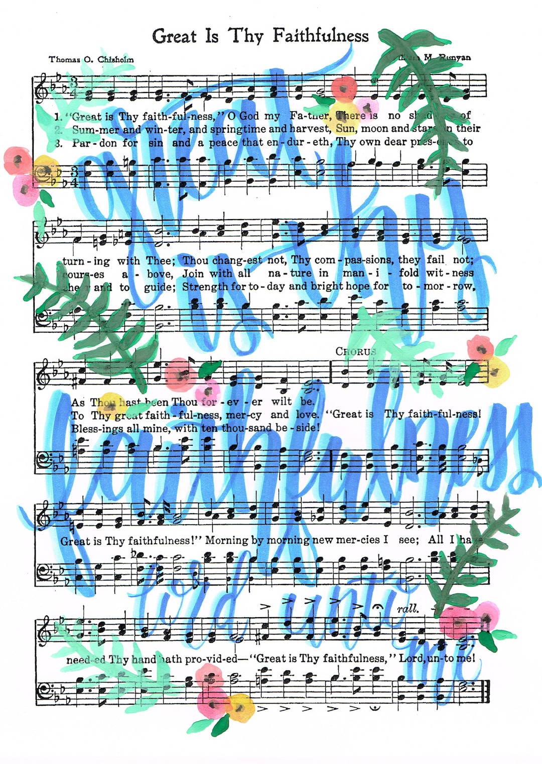 Great is Thy Faithfulness Hymn Art, Sheet Music, Instant Download ...