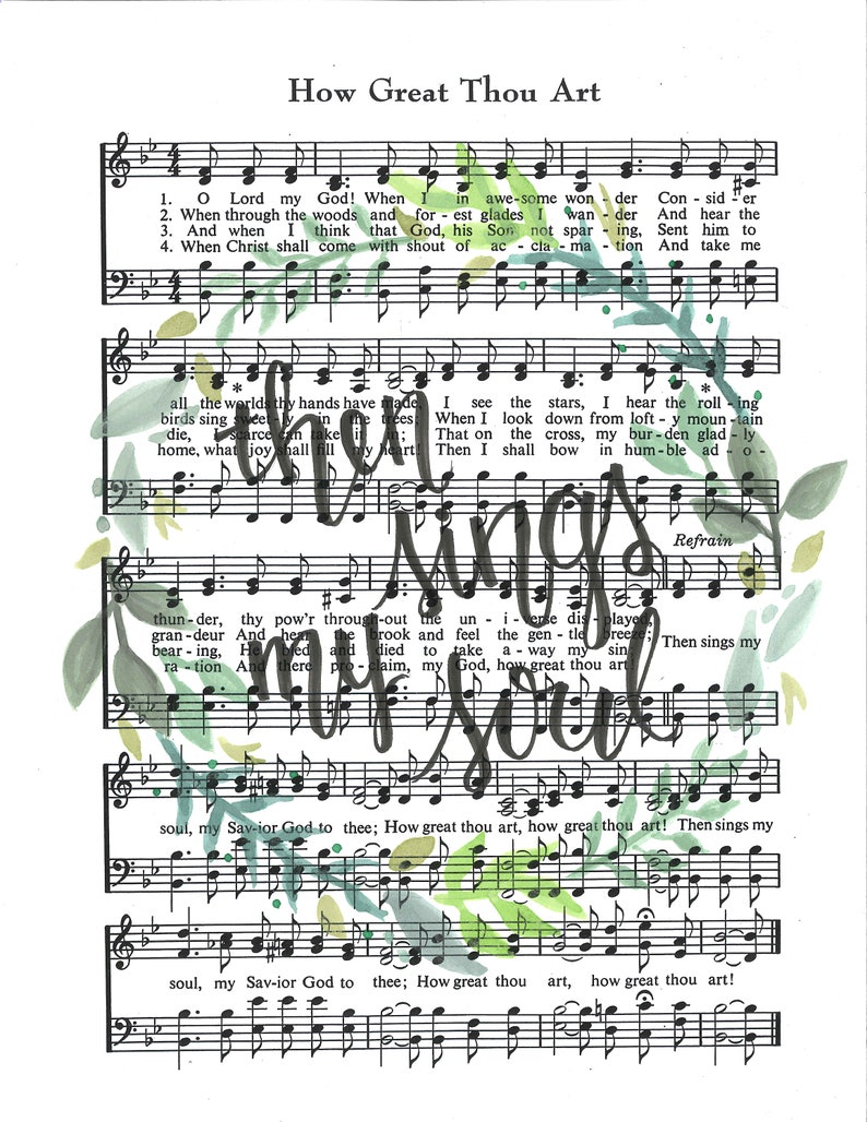 Then Sings My Soul Hymn Art, Sheet Music, Instant Download, Hymnal ...