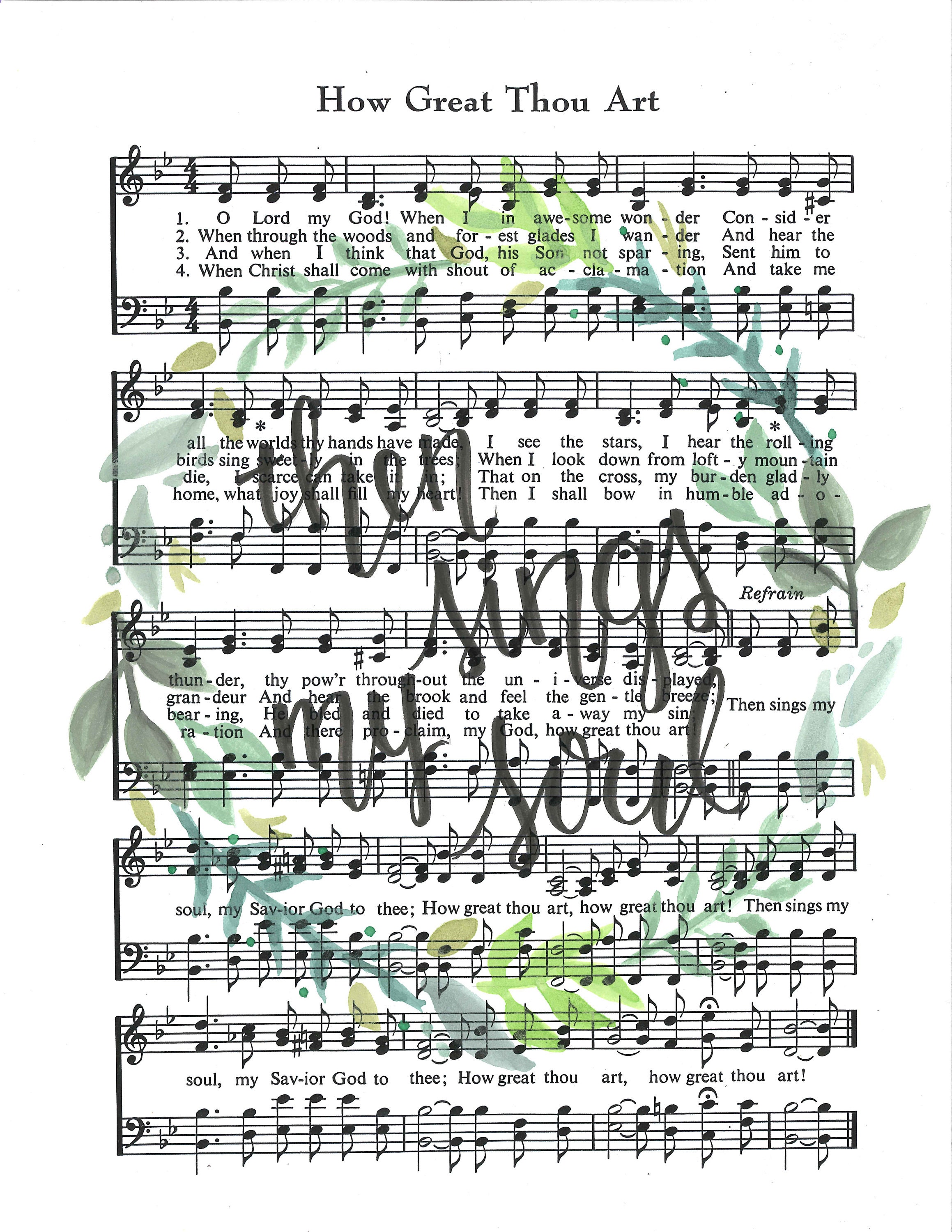 Then Sings My Soul Hymn Art, Sheet Music, Instant Download, Hymnal ...