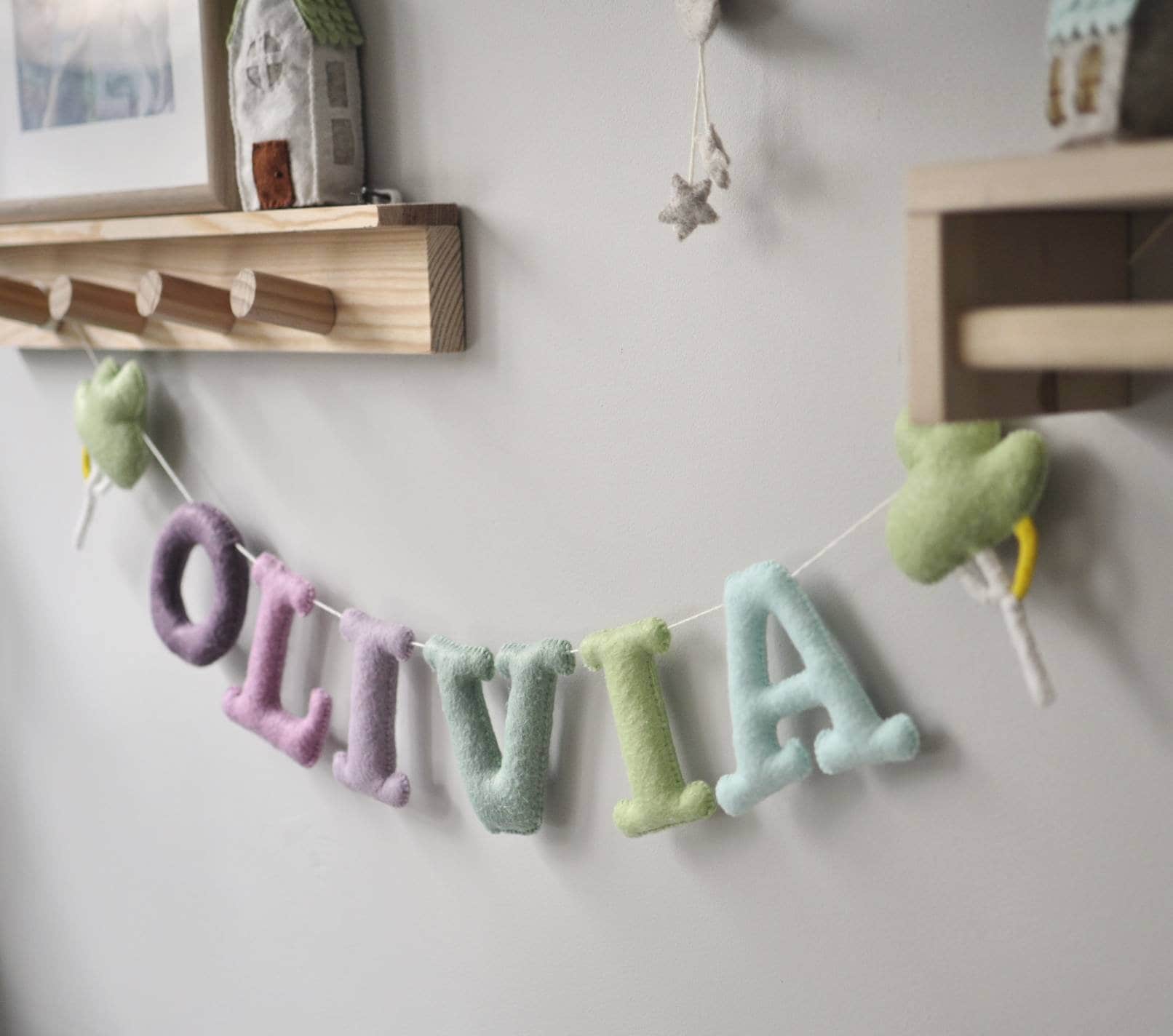 Felt Name Banner Tree Name Banner Boho Name Garland - Etsy