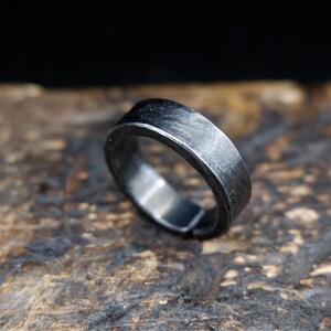 Black Iron Ring Band, Hand Forged Pagan Ring, Rustic Men's Women's Ring ...
