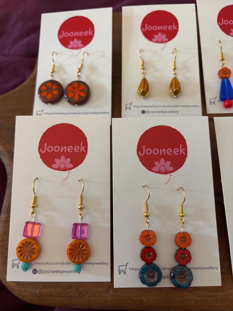 Tutti Fruitti, Czech Glass Bead Earrings, Delicate Earrings, Jewellery ...