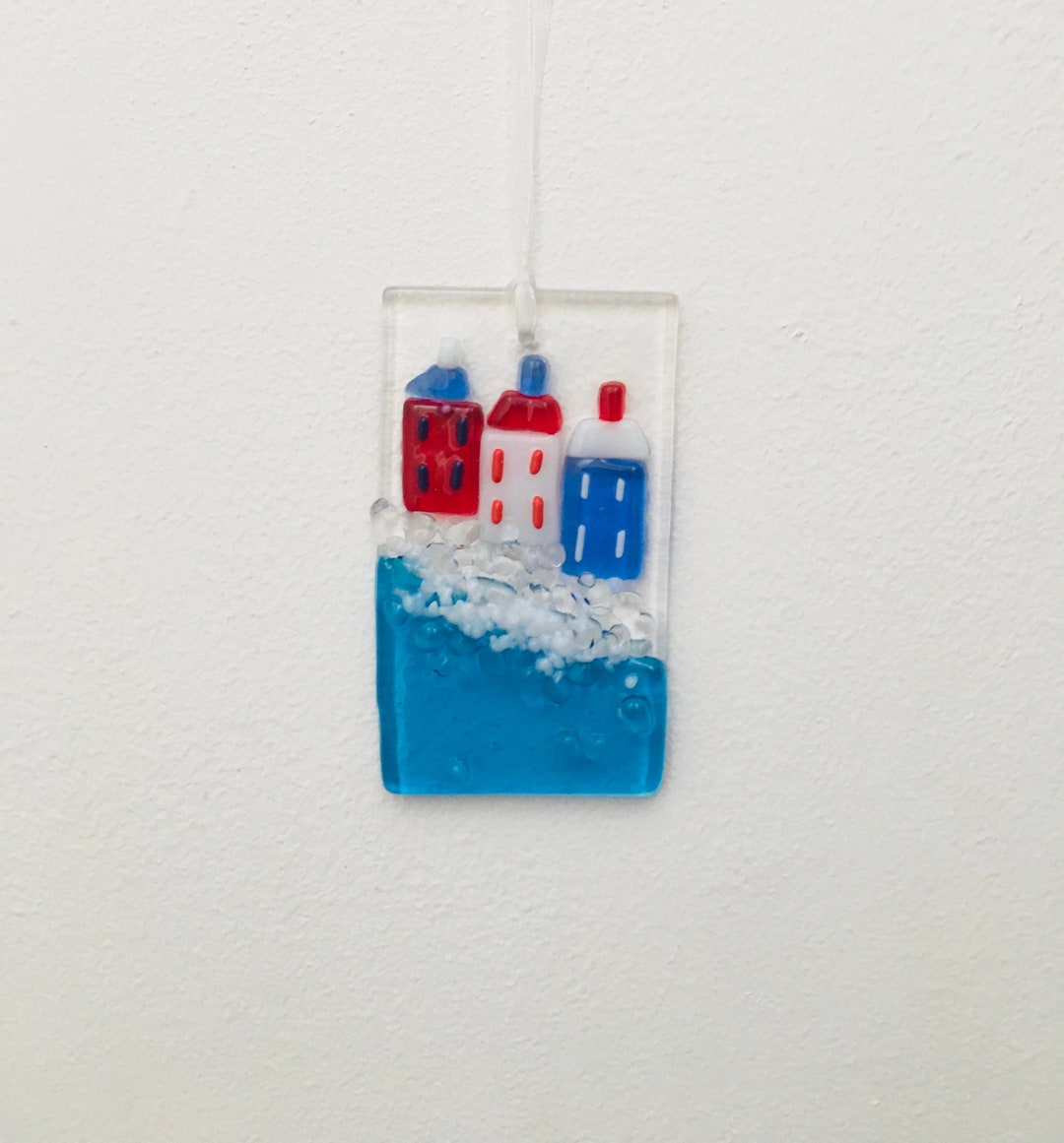 Fused Glass Coastal Cottage Wall Hanging: Cornish Art - Etsy