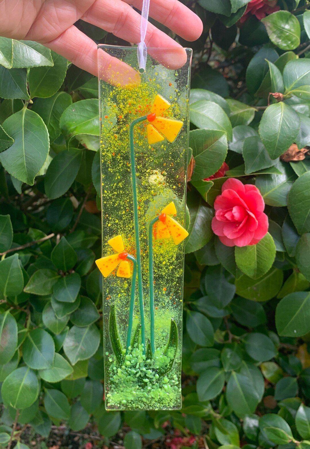 Daffodil Flower Hanging Fused Glass Spring Flower Decoration - Etsy