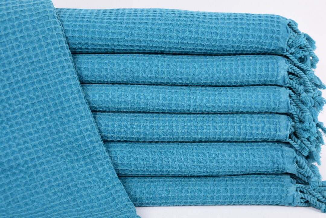 Embroidered Beach Towel, Turkish Towels, Petrol Blue Towel, Waffle ...