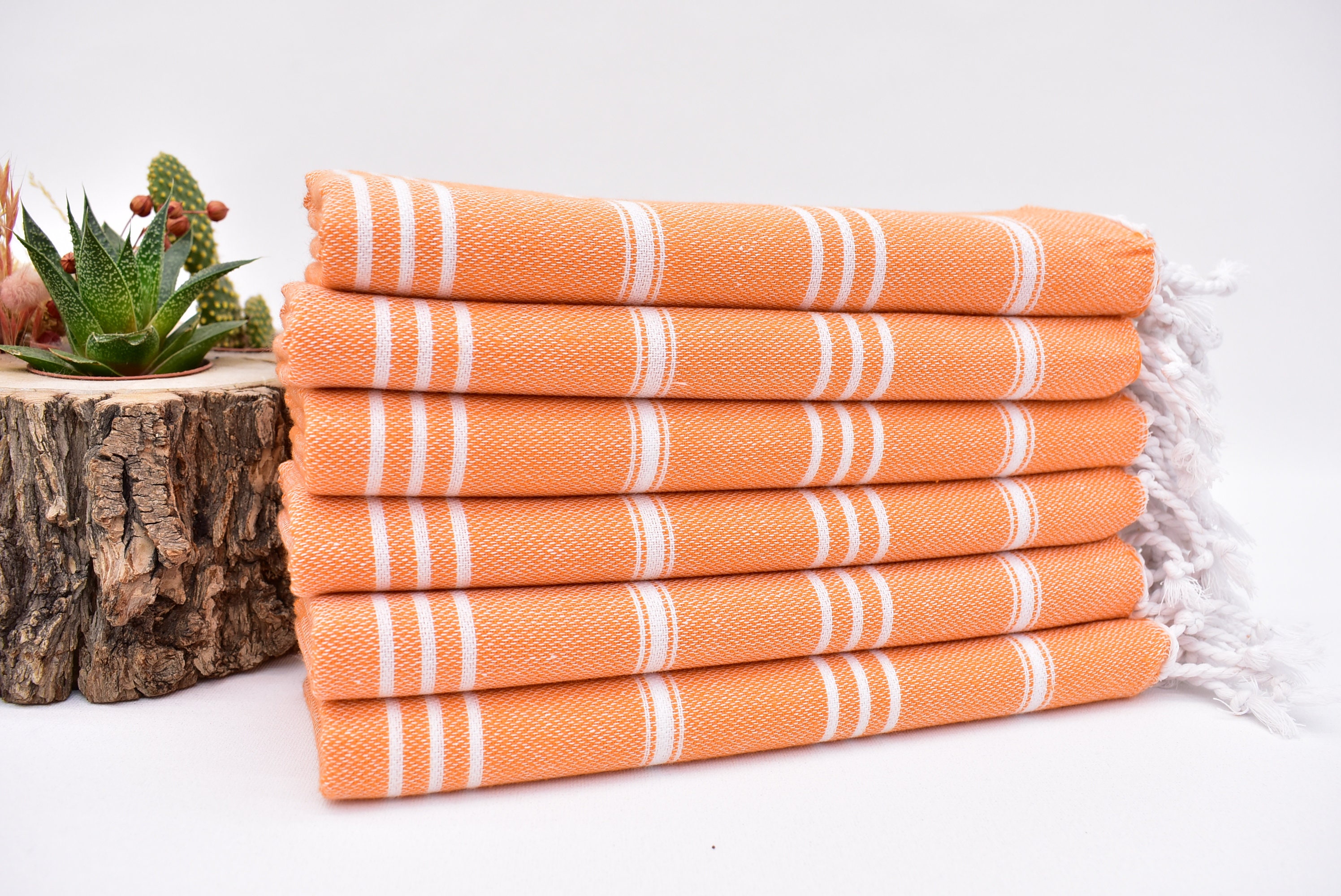 Orange Hand Towel, Striped Towel, Turkish Hand Towel, Towel, Kitchen ...