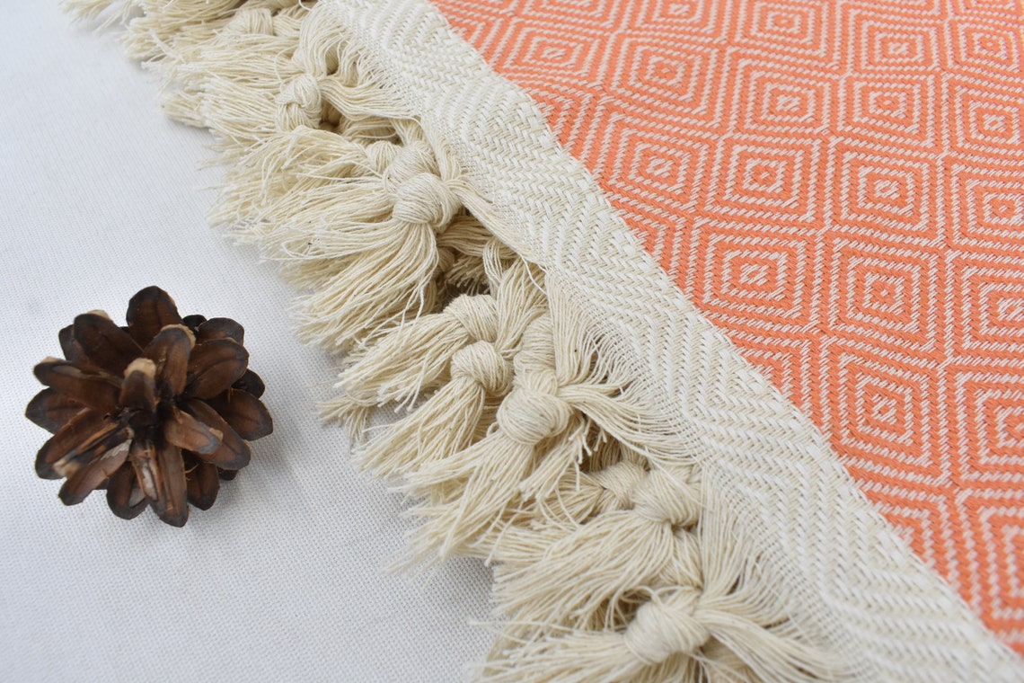 Turkish Blanket Bedspread Turkish Throws Orange Quilt | Etsy