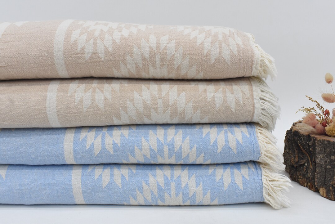 83"x56" Blue Kilim Throw, Bedspread, Gift for Bride, Custom Wedding ...