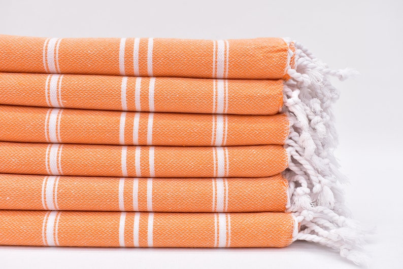 Orange Hand Towel, Striped Towel, Turkish Hand Towel, Towel, Kitchen ...