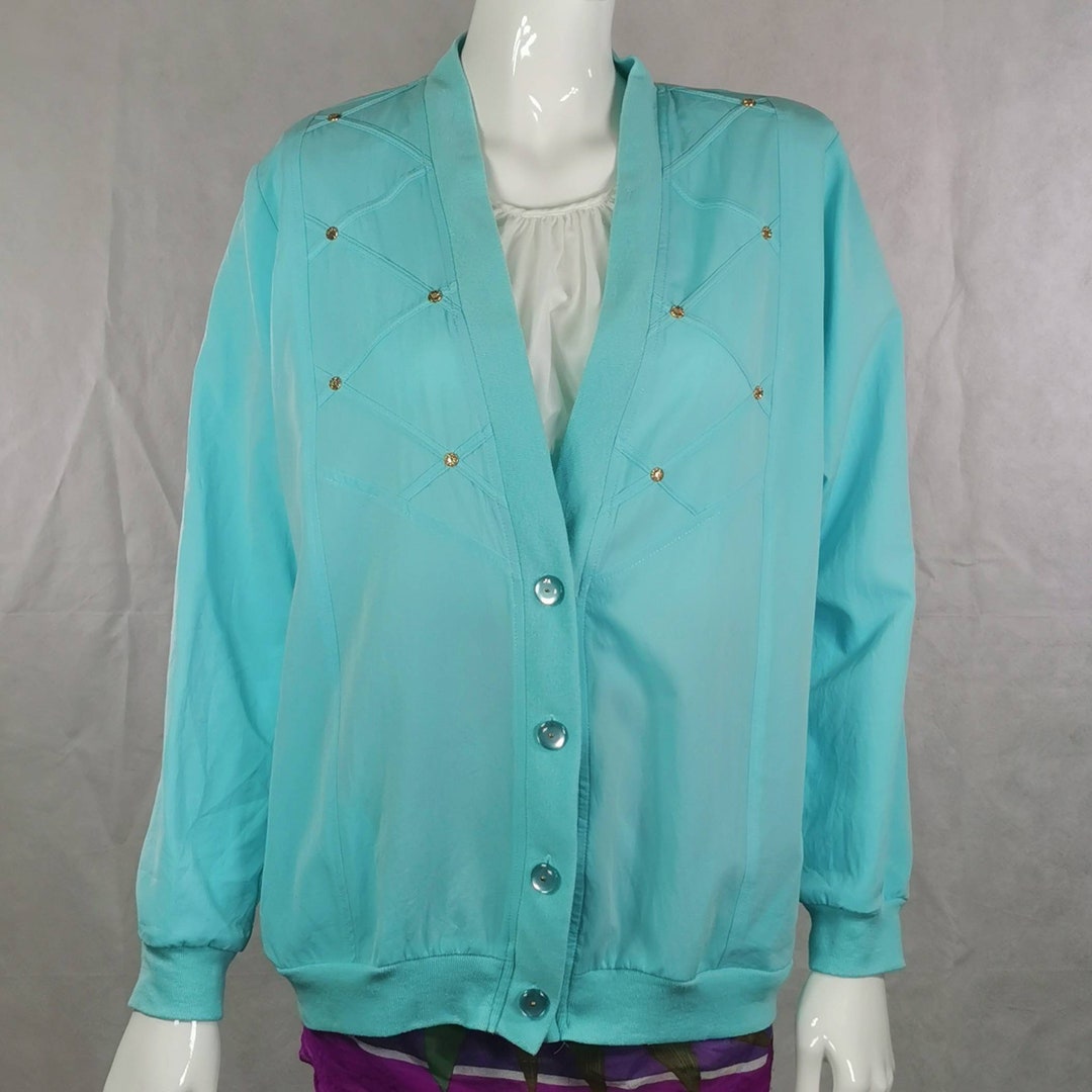 80s Vintage Aqua Blue Pastel Spring Summer Jacket Soft Shell Throw on ...