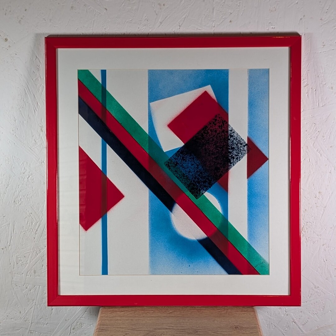 Vintage 1990s Abstract Art Spray Paint Picture Wall Hanging Original ...