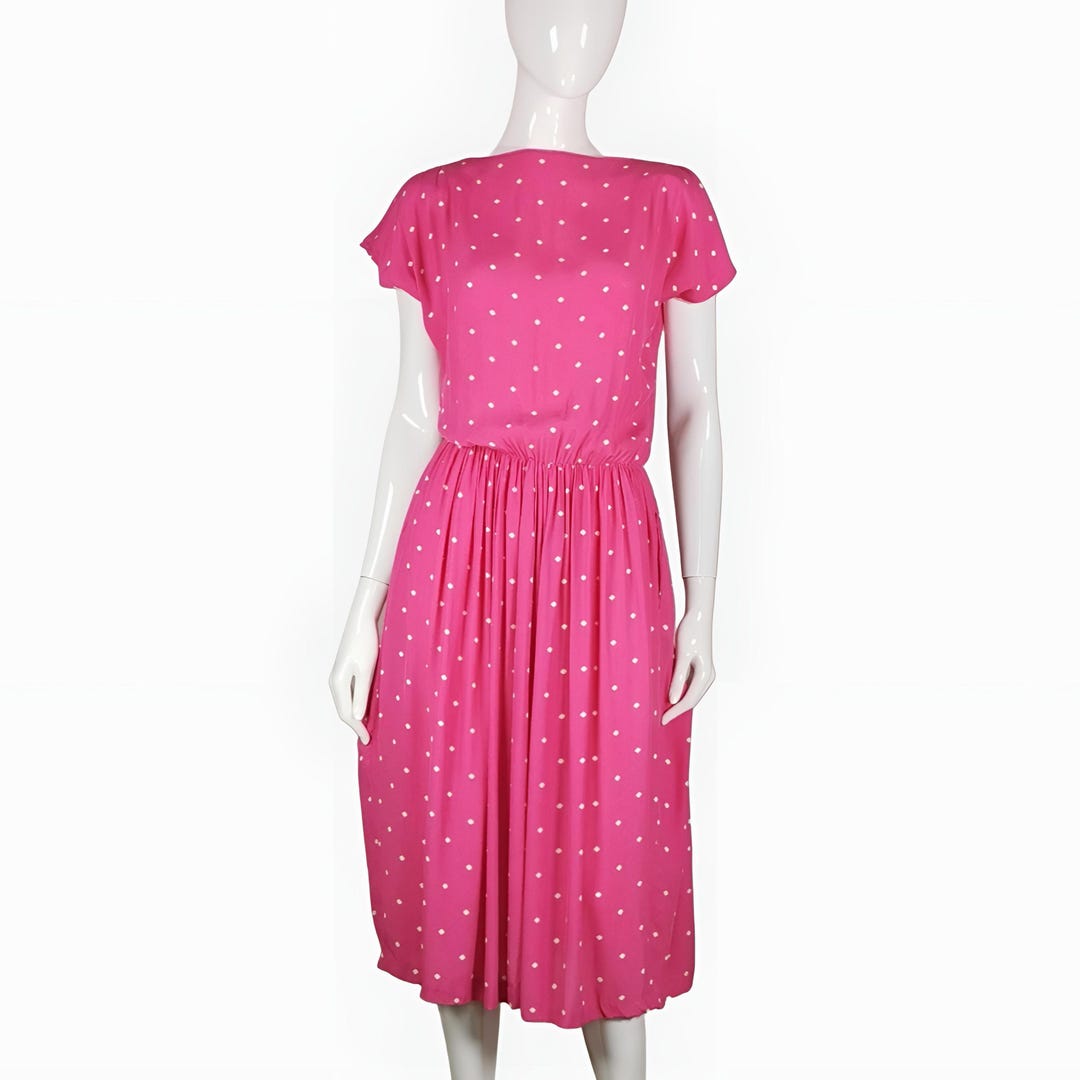 1980s Vintage Rose Pink Tea Dress - Flowy Summery - Bohemian Wedding ...