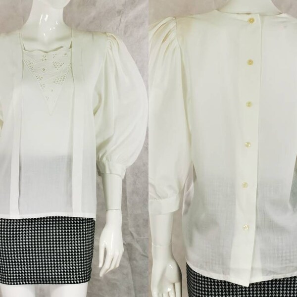 White Cotton Back Button Blouse - Etsy